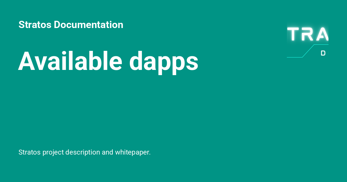 Available dapps - Stratos Documentation