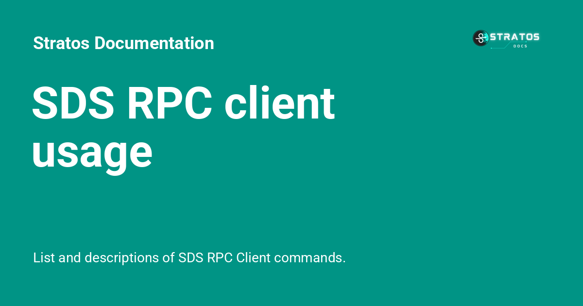 SDS RPC client usage - Stratos Documentation